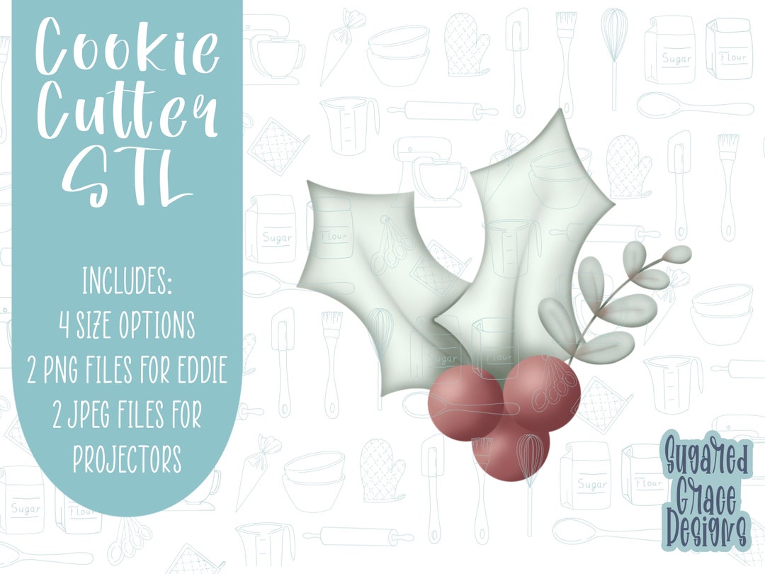 Mistletoe Cookie Cutter STL File for 3D Printing With Png Printable ...