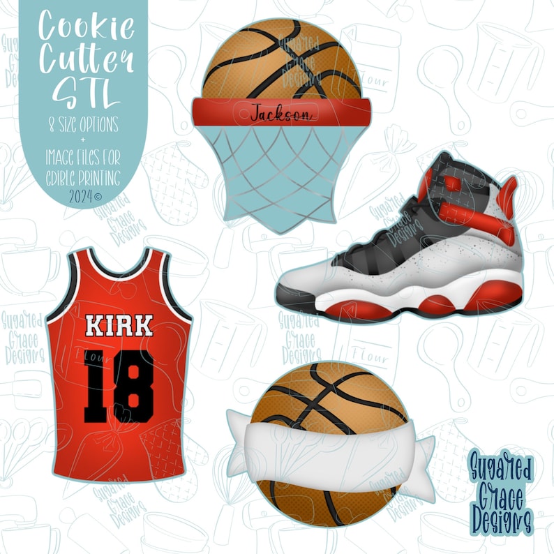 Basketball Cookie Cutter STL File Set for 3D Printing With Matching PNG ...