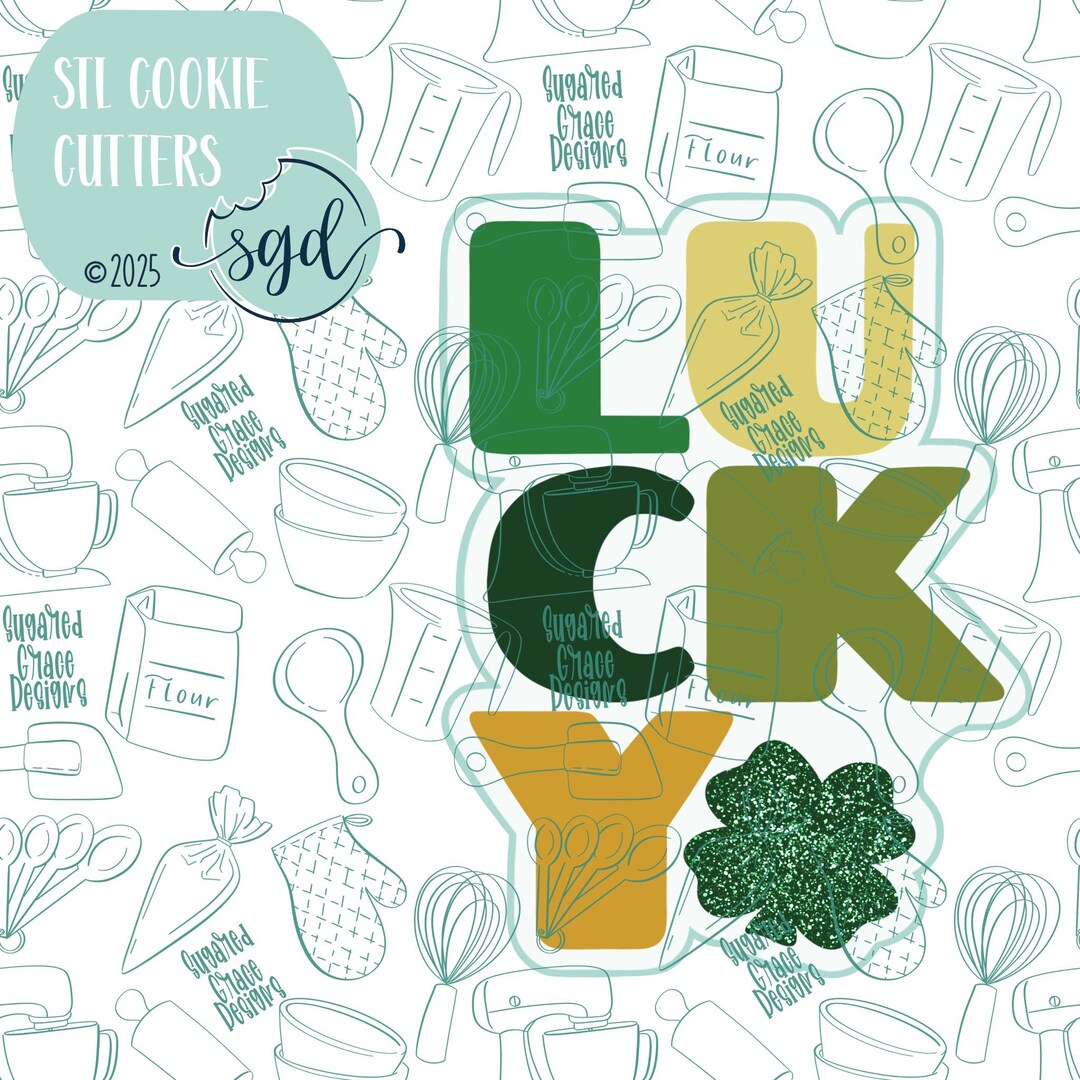 Lucky Word Plaque Cookie Cutter Stl Files for 3D Printing With ...