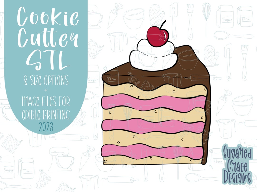 Tall Comic Style Cake Slice Cookie Cutter Stl, Png Image File, 3D ...