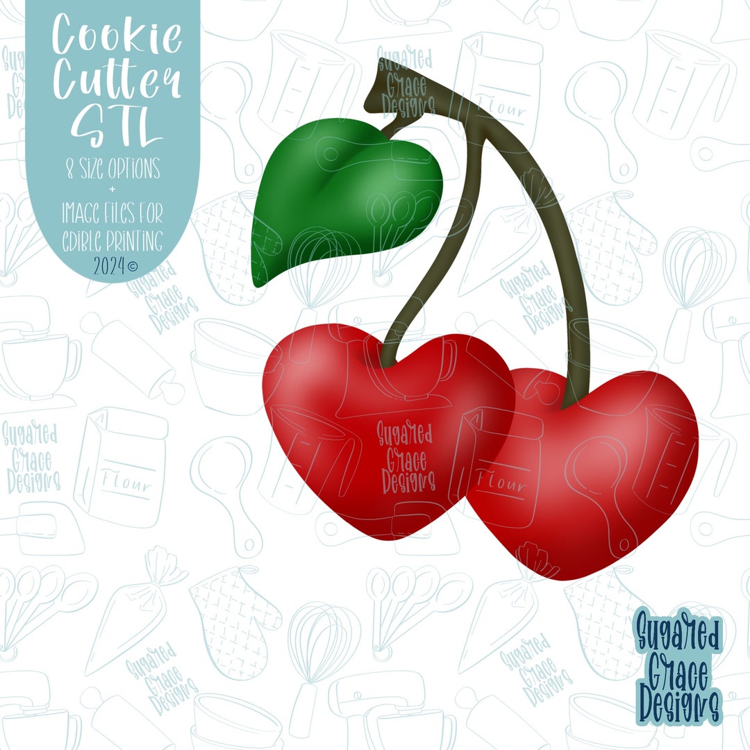 Heart Shaped Cherries Cookie Cutter STL File for 3D Printing With ...