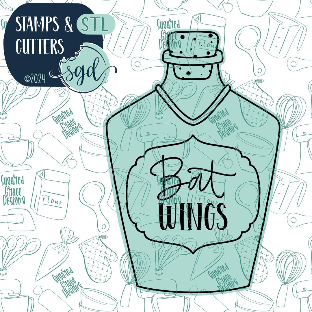 Bat Wings Potion Bottle Cookie Cutter and Stamp STL Files for Fondant ...