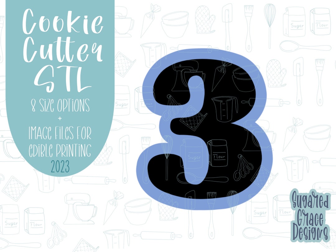 Number Three Cookie Cutter Stl, Png Image File, 3D Printing, Instant ...