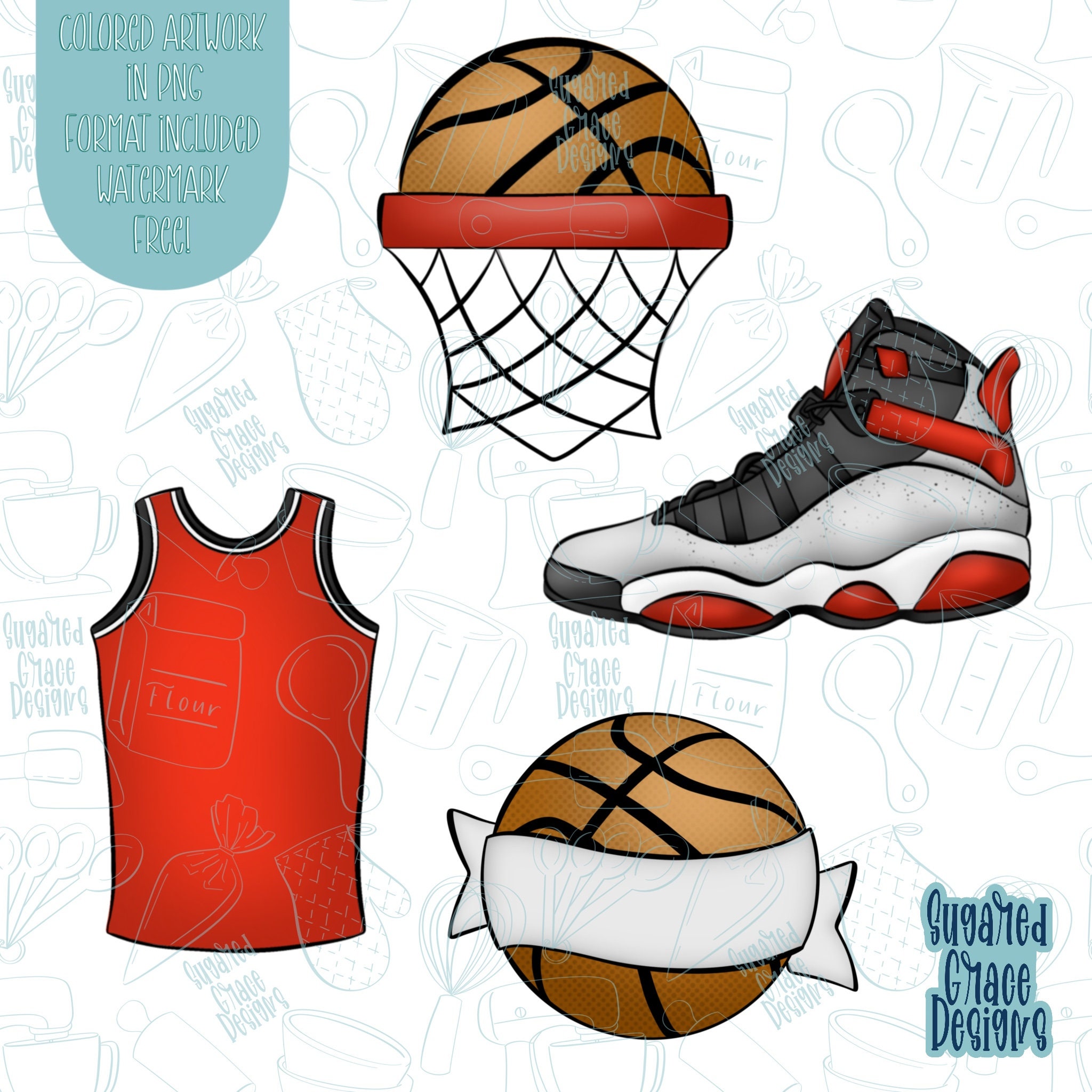 Basketball Cookie Cutter STL File Set for 3D Printing With Matching PNG ...