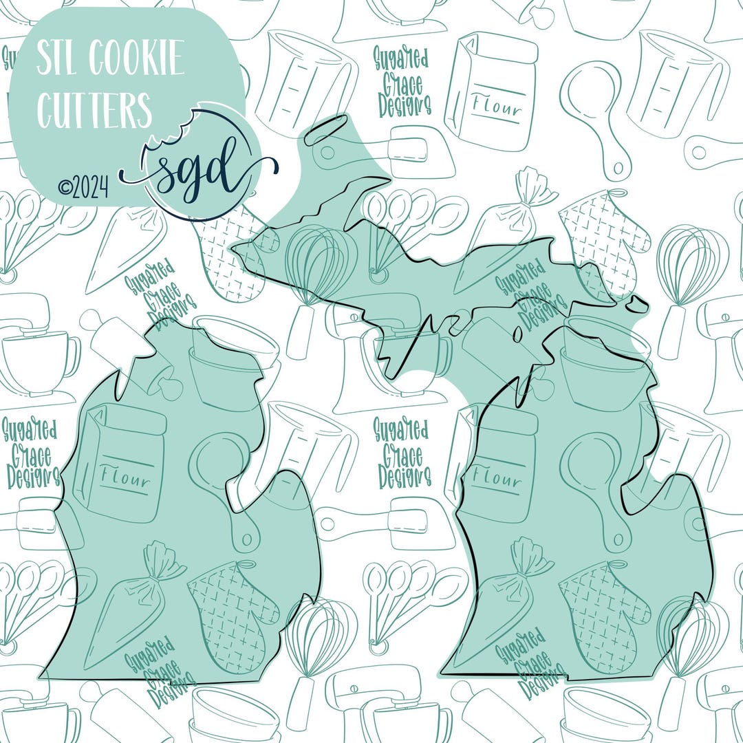 Michigan State Cookie Cutter STL Files With PNG Images - for 3D ...