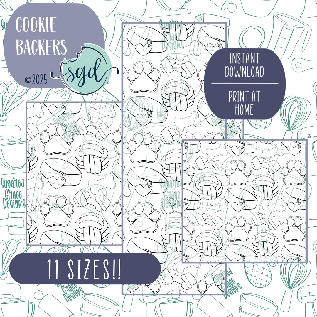 Printable Puppy Dog Pattern Cookie Backers in PDF File Format With 11 ...