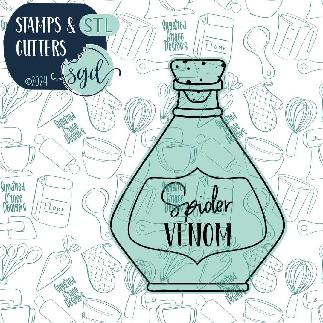 Spider Venom Potion Bottle Cookie Cutter and Stamp STL Files for ...