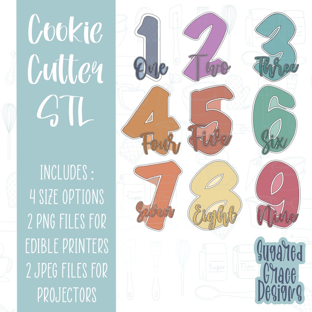 Lettered Numbers Bundle Set Cookie Cutter STL File for 3D Printing With ...