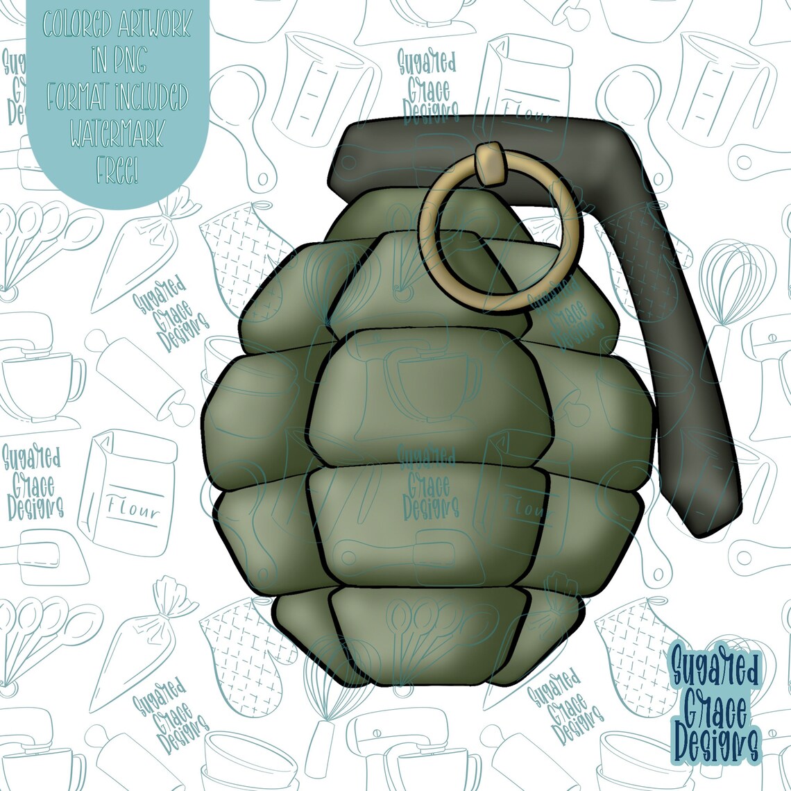 Army Military Hand Grenade Bomb Cookie Cutter STL File for 3D Printing ...
