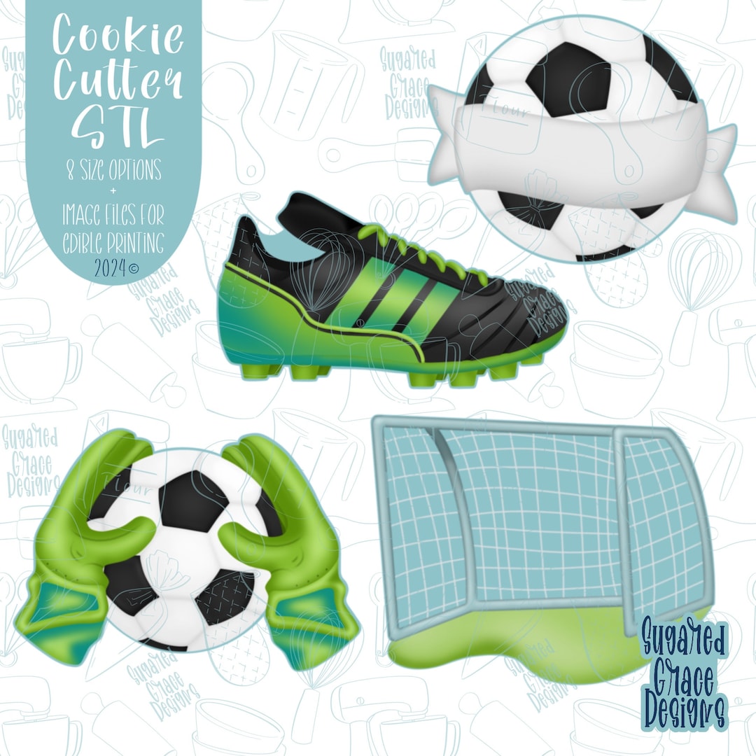 Soccer Cookie Cutter STL Files Set for 3D Printing With Matching ...
