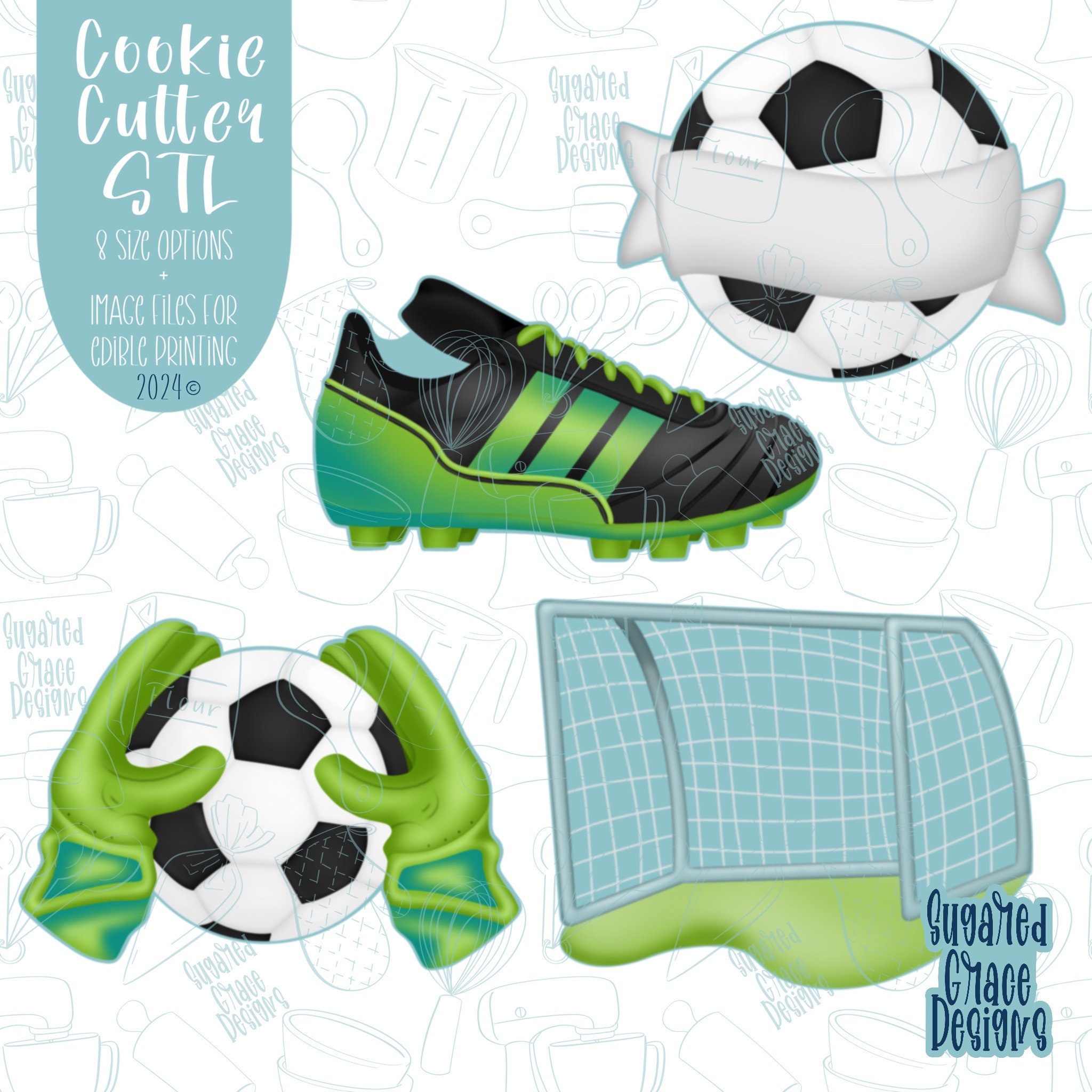 Soccer Cookie Cutter STL Files Set for 3D Printing With Matching ...