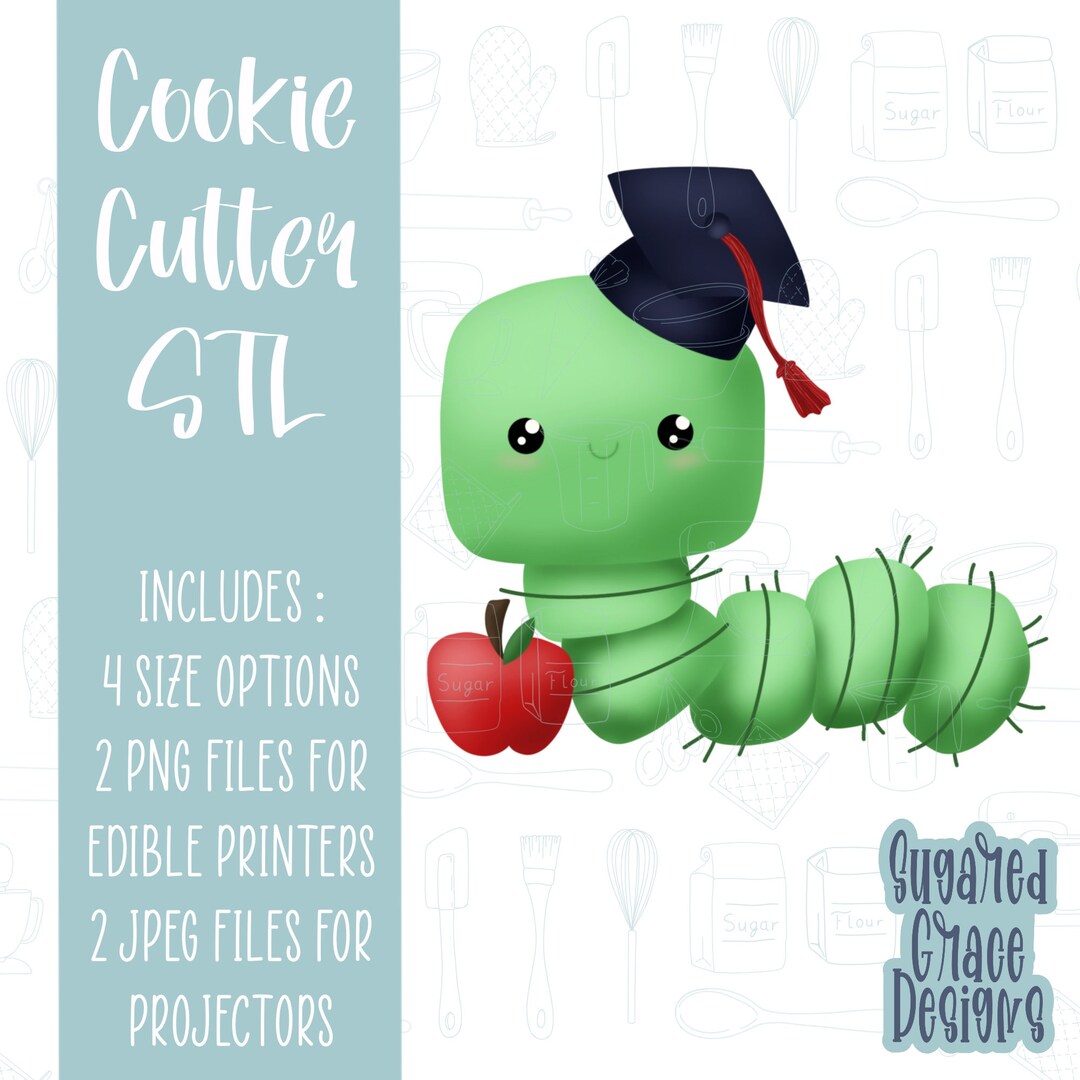 Bookworm Graduate Cookie Cutter Stl File for 3D Printing and 3D Printer ...