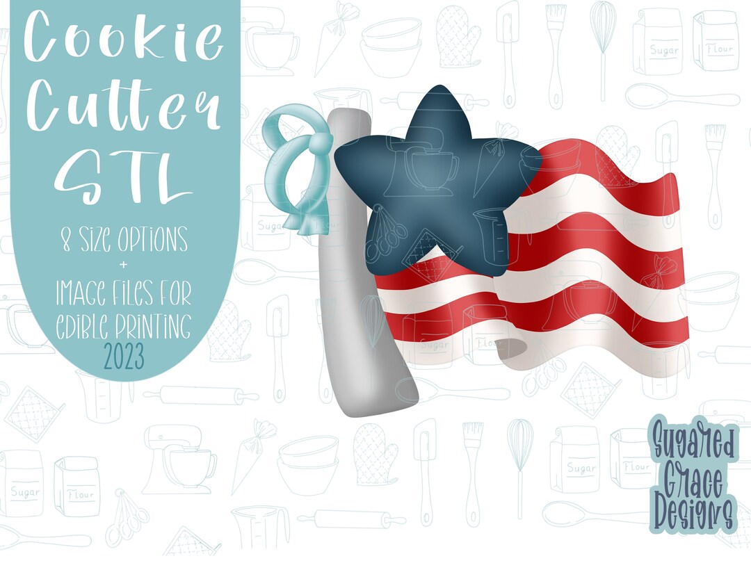 American Flag Cookie Cutter Stl File for 3d Printing, Patriotic Png ...
