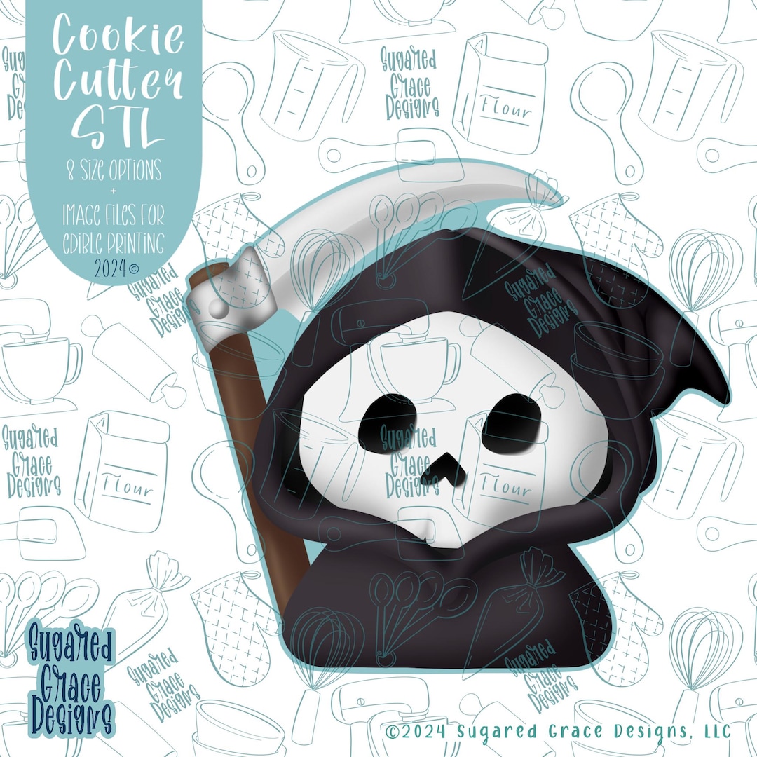 Grim Reaper Cookie Cutter STL Files for 3D Printing With Matching ...
