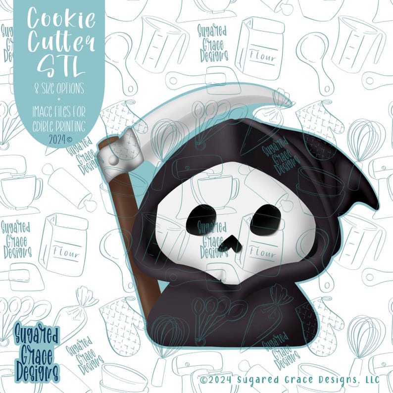 Grim Reaper Cookie Cutter STL Files for 3D Printing With Matching ...