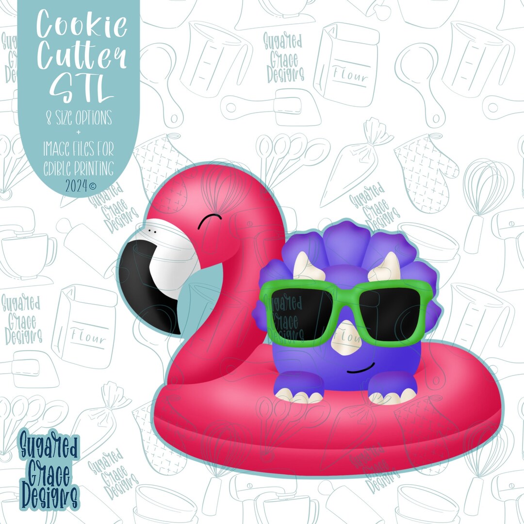 Flamingo Floaty Dinosaur Cookie Cutter STL Files for 3D Printing With ...