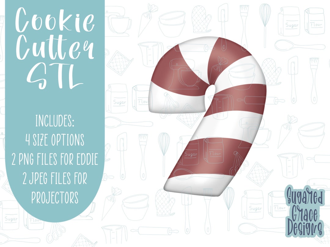 Candy Cane Cookie Cutter STL File for 3D Printing With Png Printable ...