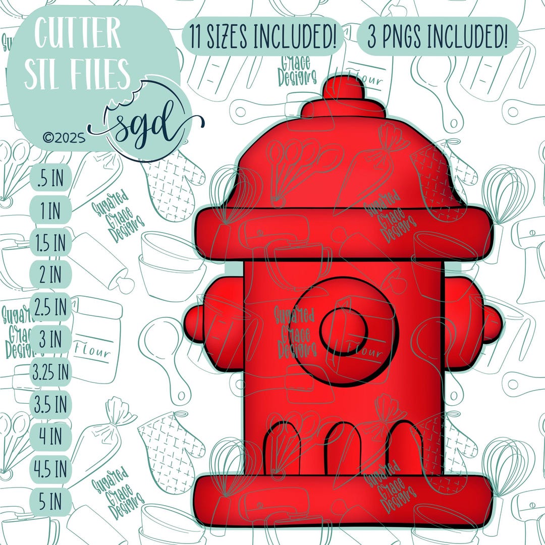 Fire Hydrant Cookie Cutter STL Files for 3D Printing With Matching ...