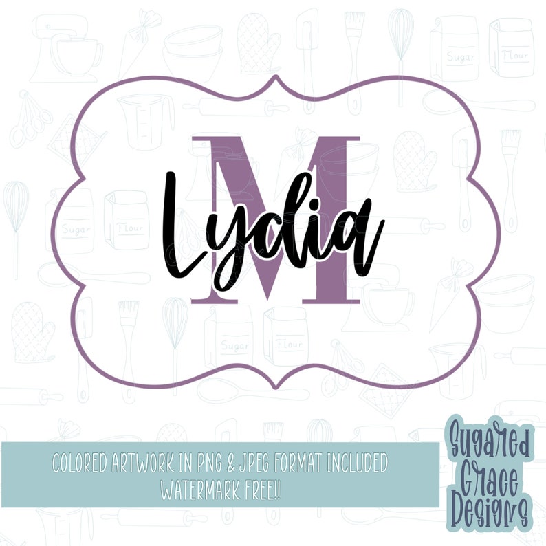 Lydia Plaque Cookie Cutter Stl File for 3D Printing With Png | Etsy