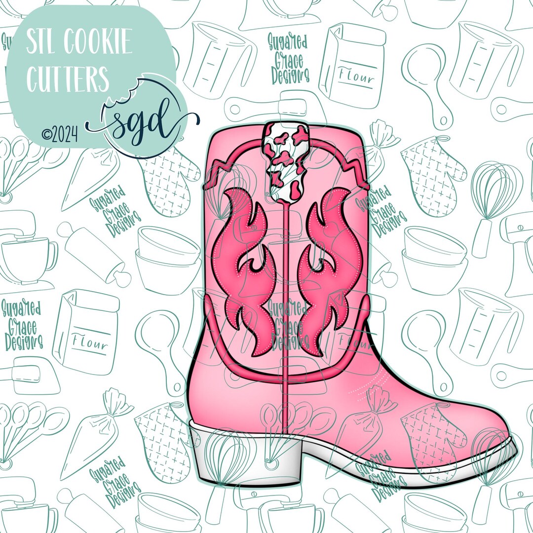 Pink Cowgirl Boot Cookie Cutter STL, Bachelorette PNG Images (digital ...