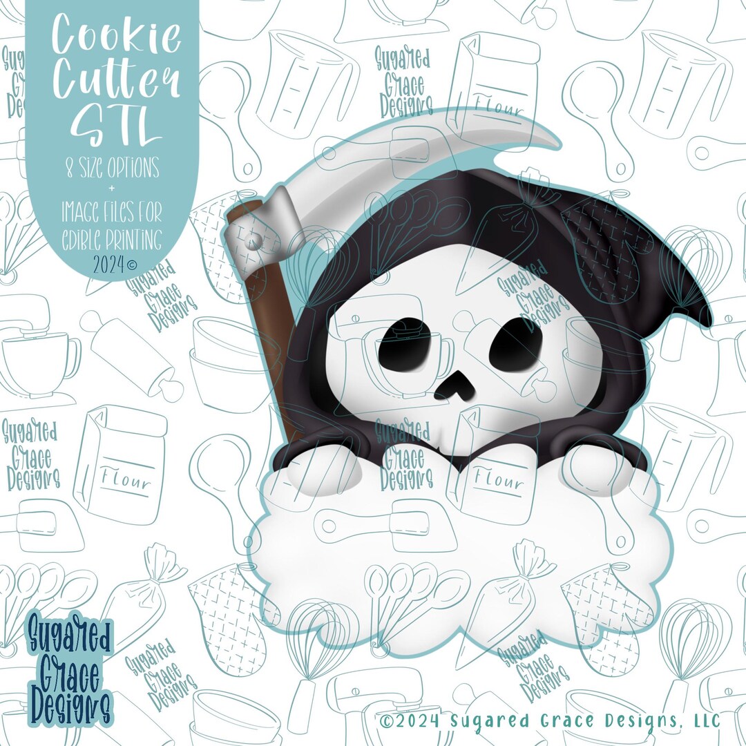 Grim Reaper Name Plaque Cookie Cutter STL Files for 3D Printing With ...