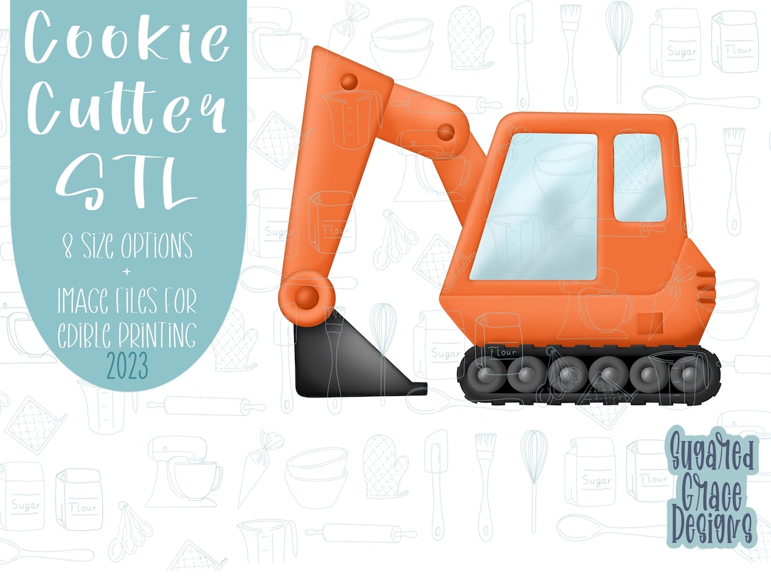 Track Hoe Cookie Cutter Stl File for 3D Printing With Png Printable ...