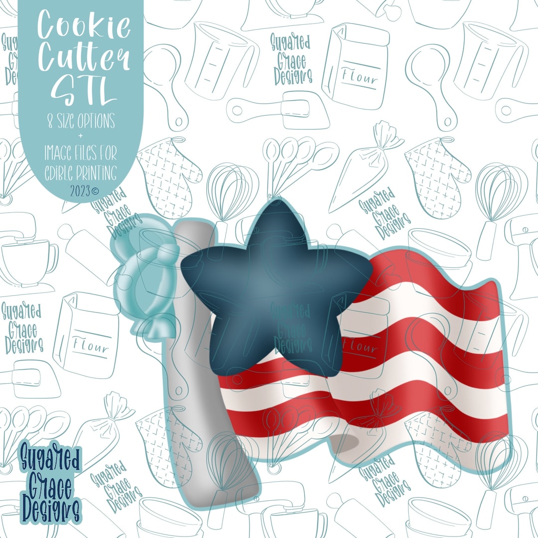 American Flag Cookie Cutter STL Files for 3D Printing With Matching ...