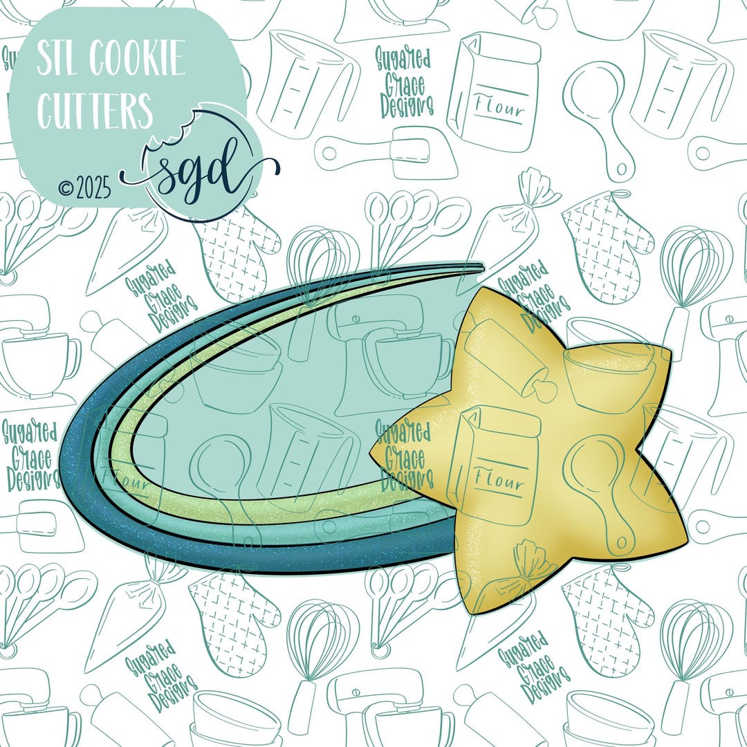 Shooting Star Cookie Cutter STL Files for 3D Printers With Matching PNG ...