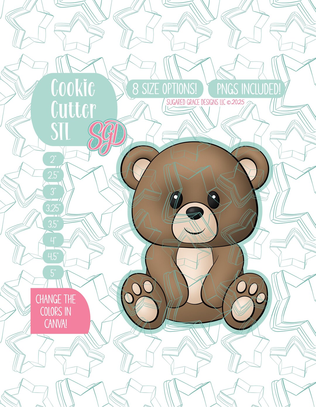 Teddy Bear Cookie Cutter STL File for 3D Printer and PNG for Edible Ink ...