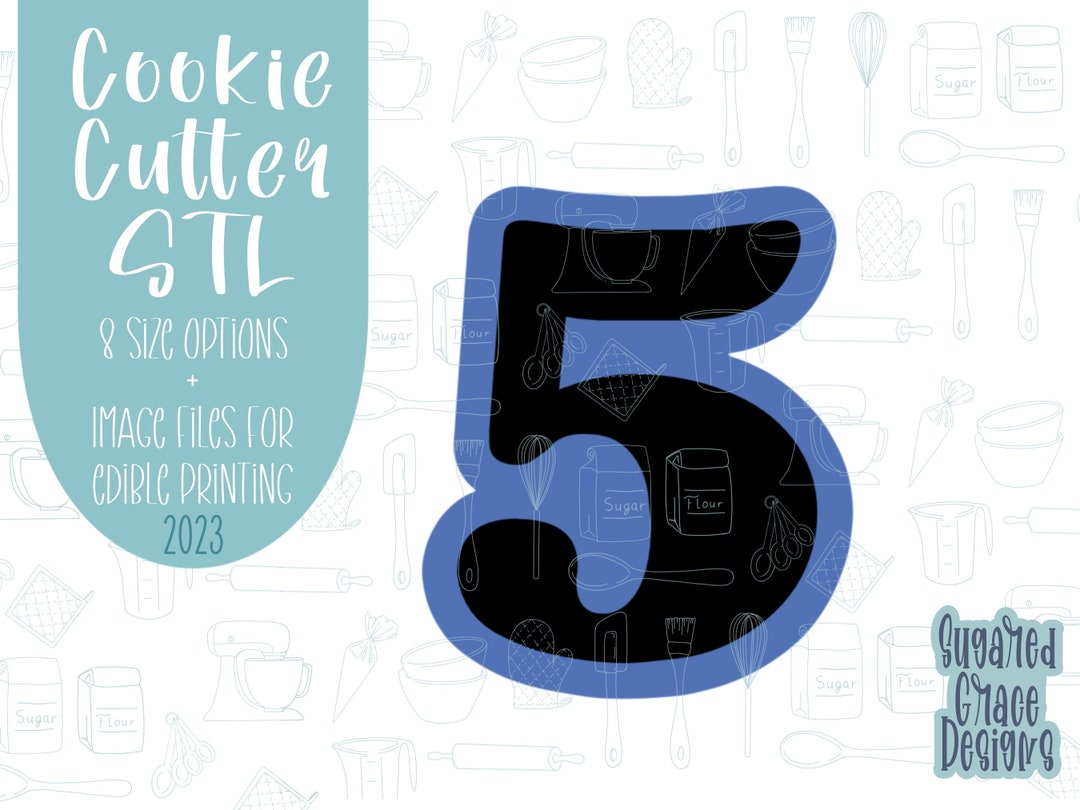 Number Five Cookie Cutter Stl, Png Image File, 3D Printing, Instant ...