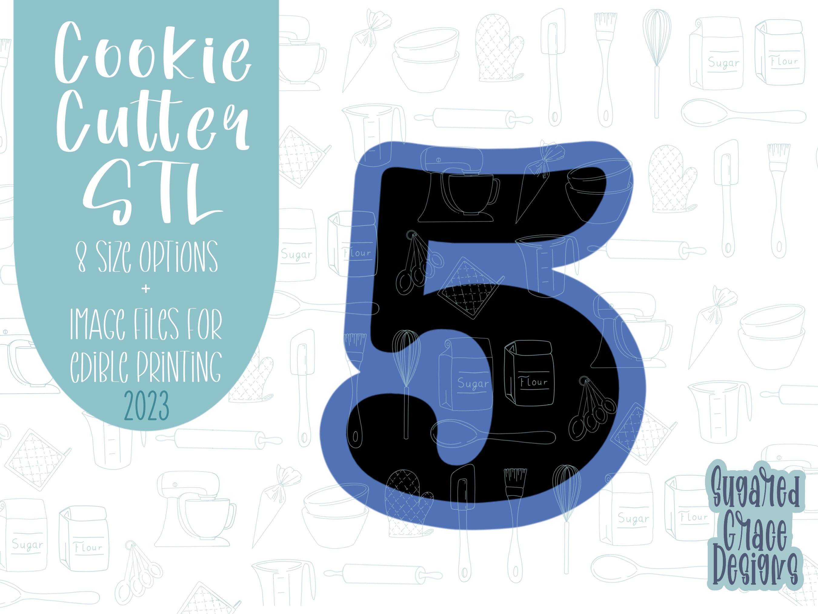 Number Five Cookie Cutter Stl Png Image File 3D Printing - Etsy