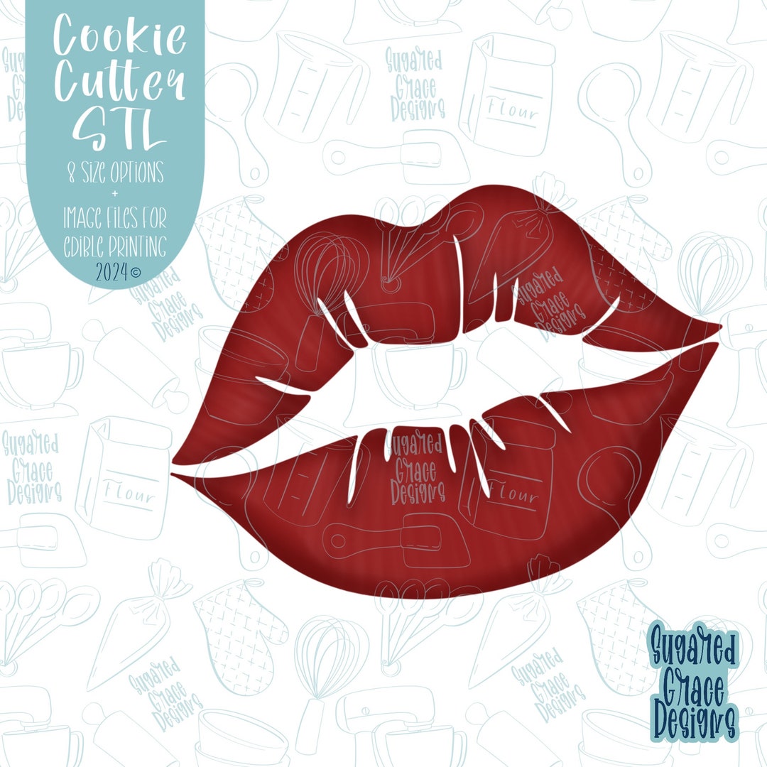 Lips Cookie Cutter STL File for 3D Printing With Matching PNG Images ...