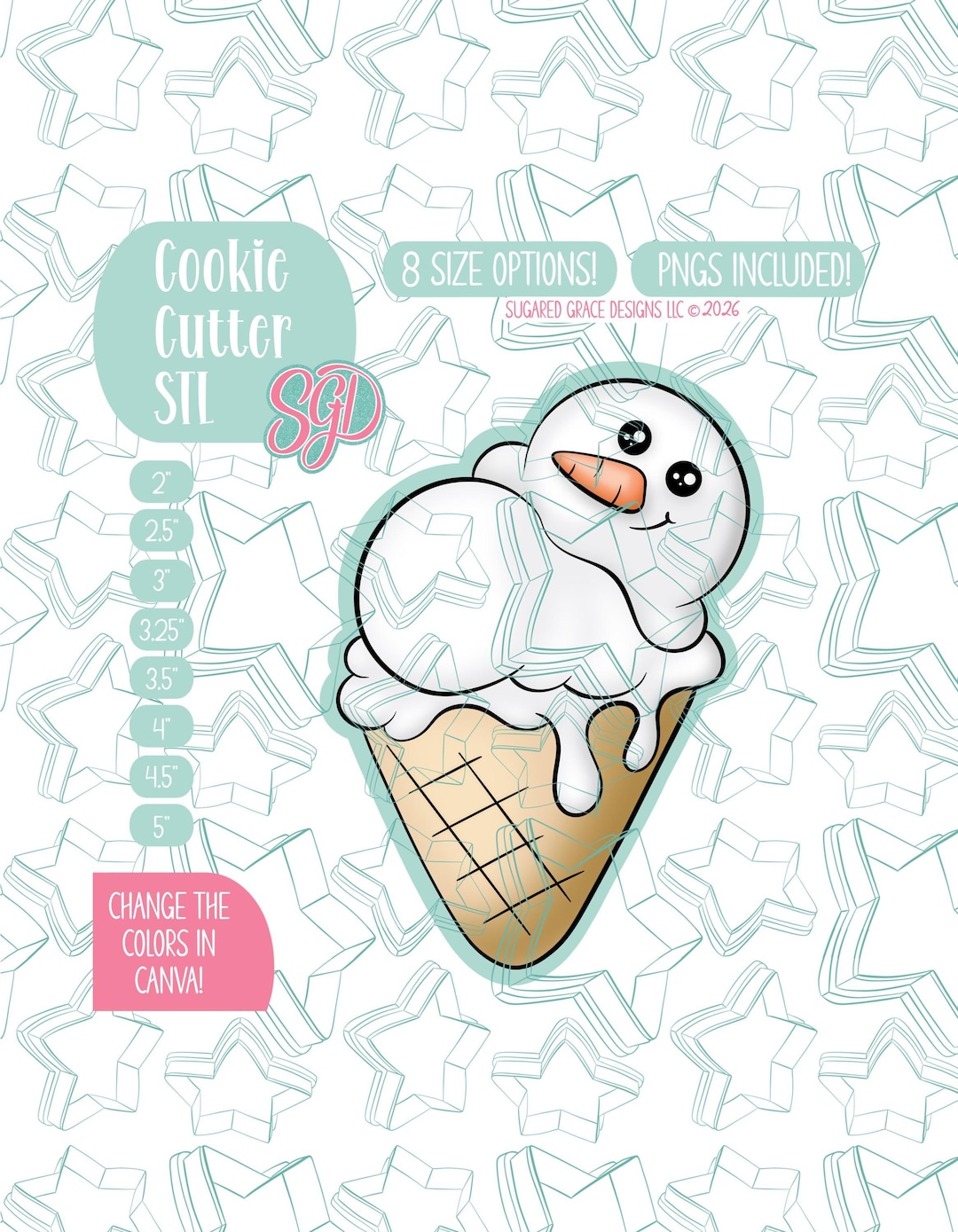 Snowman Ice Cream Cone Cookie Cutter Plaque STL and Images (digital ...