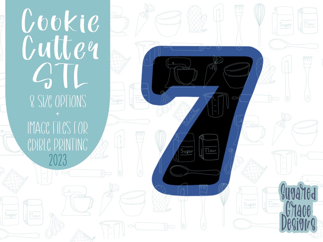 Number Seven Cookie Cutter Stl, Png Image File, 3D Printing, Instant ...