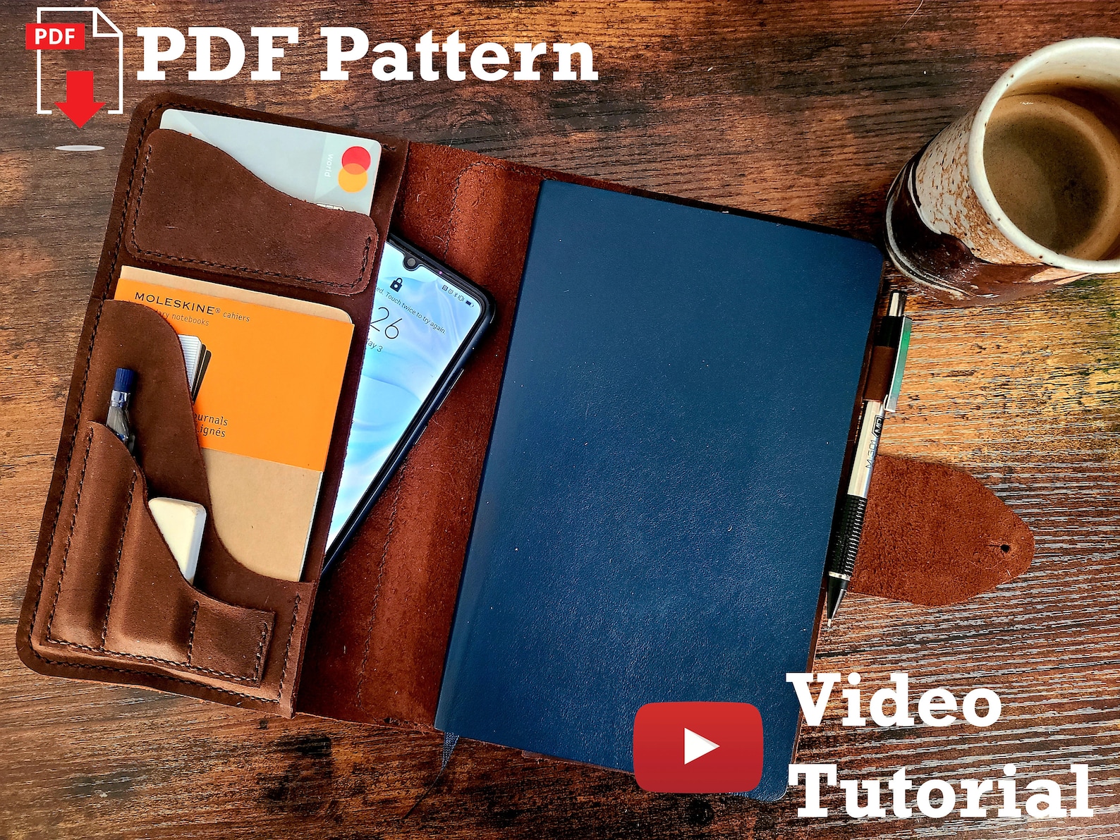 Wanderer's Leather Journal Cover PDF Pattern With Video Tutorial - Etsy ...