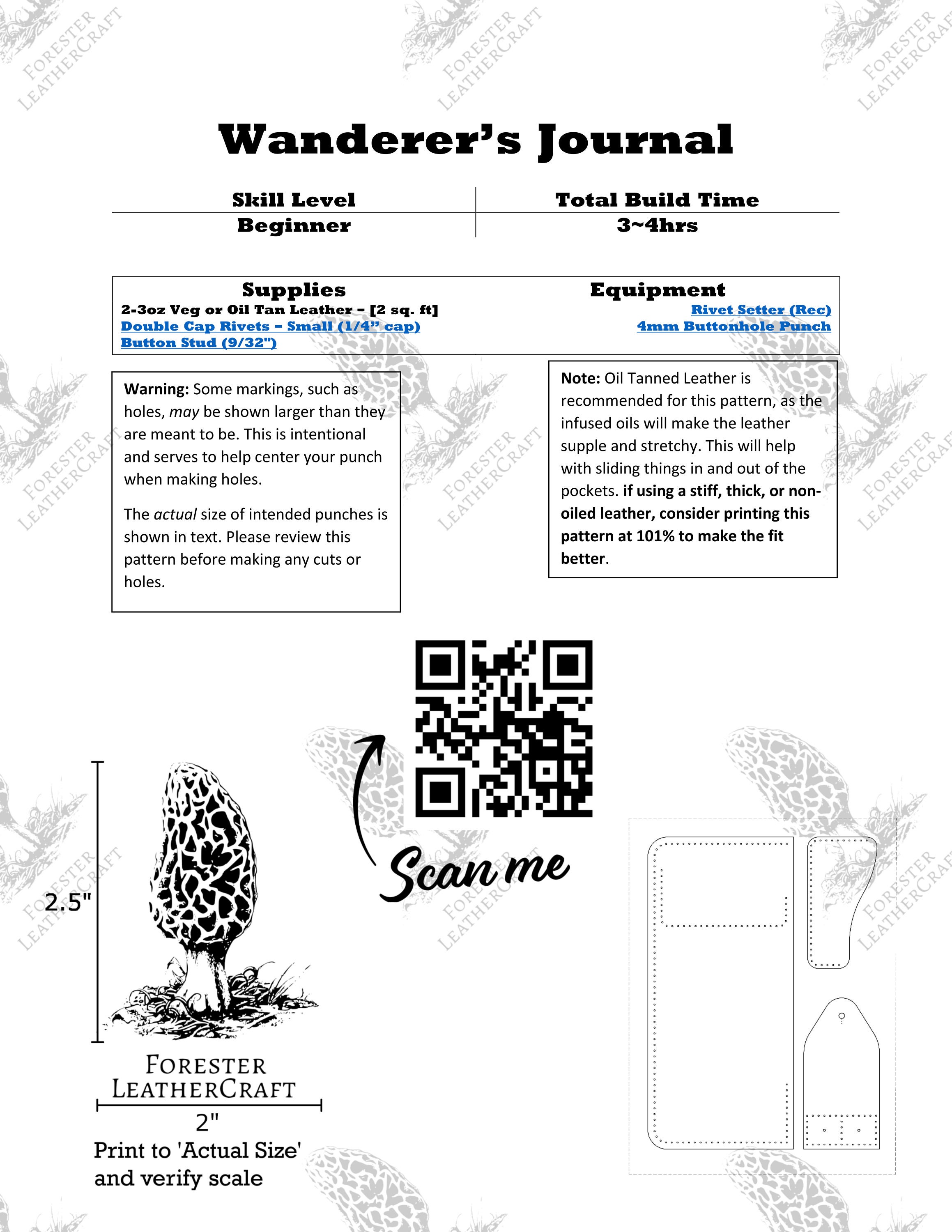 Wanderer's Leather Journal Cover PDF Pattern With Video - Etsy