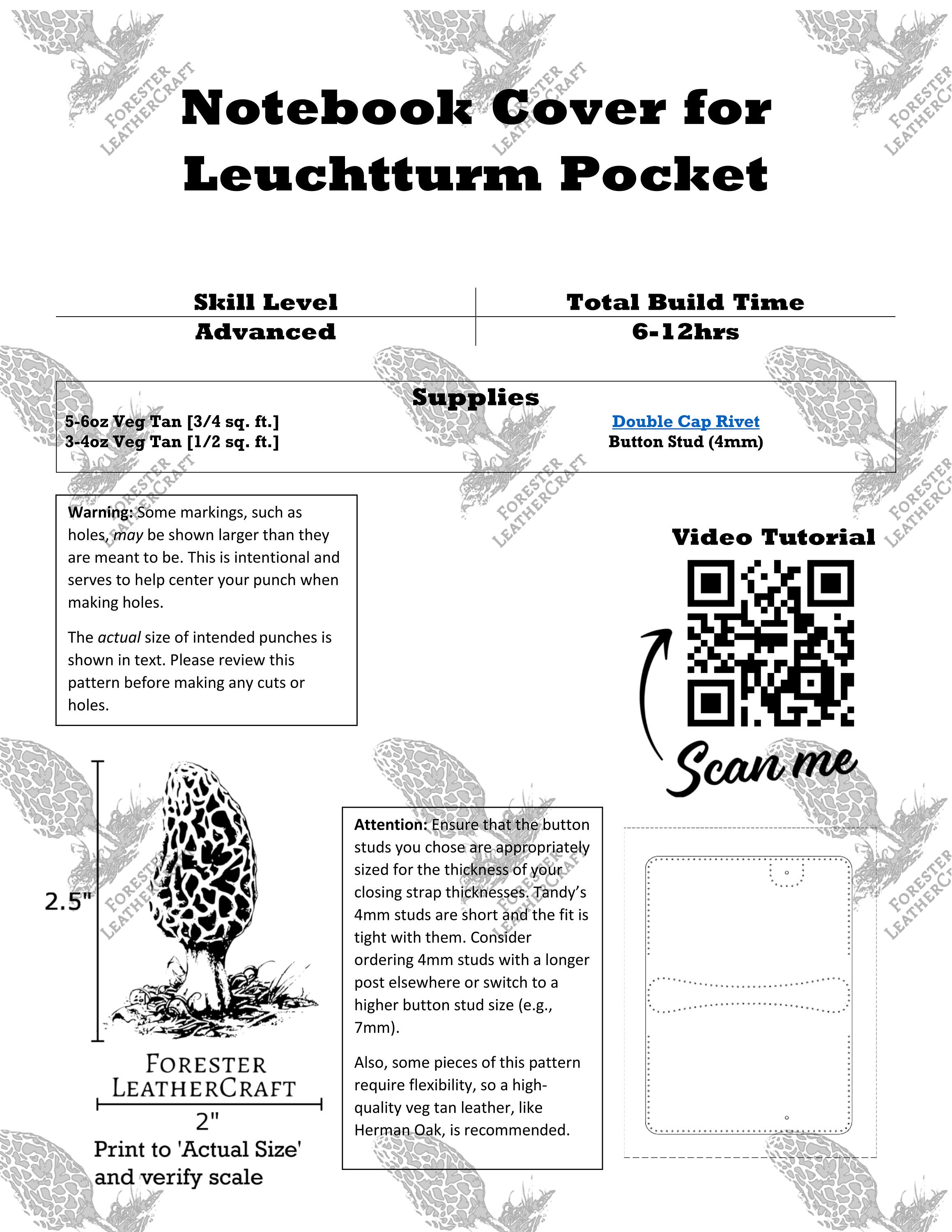 Leather Pattern Field Notebook Cover With Handle PDF Pattern - Etsy