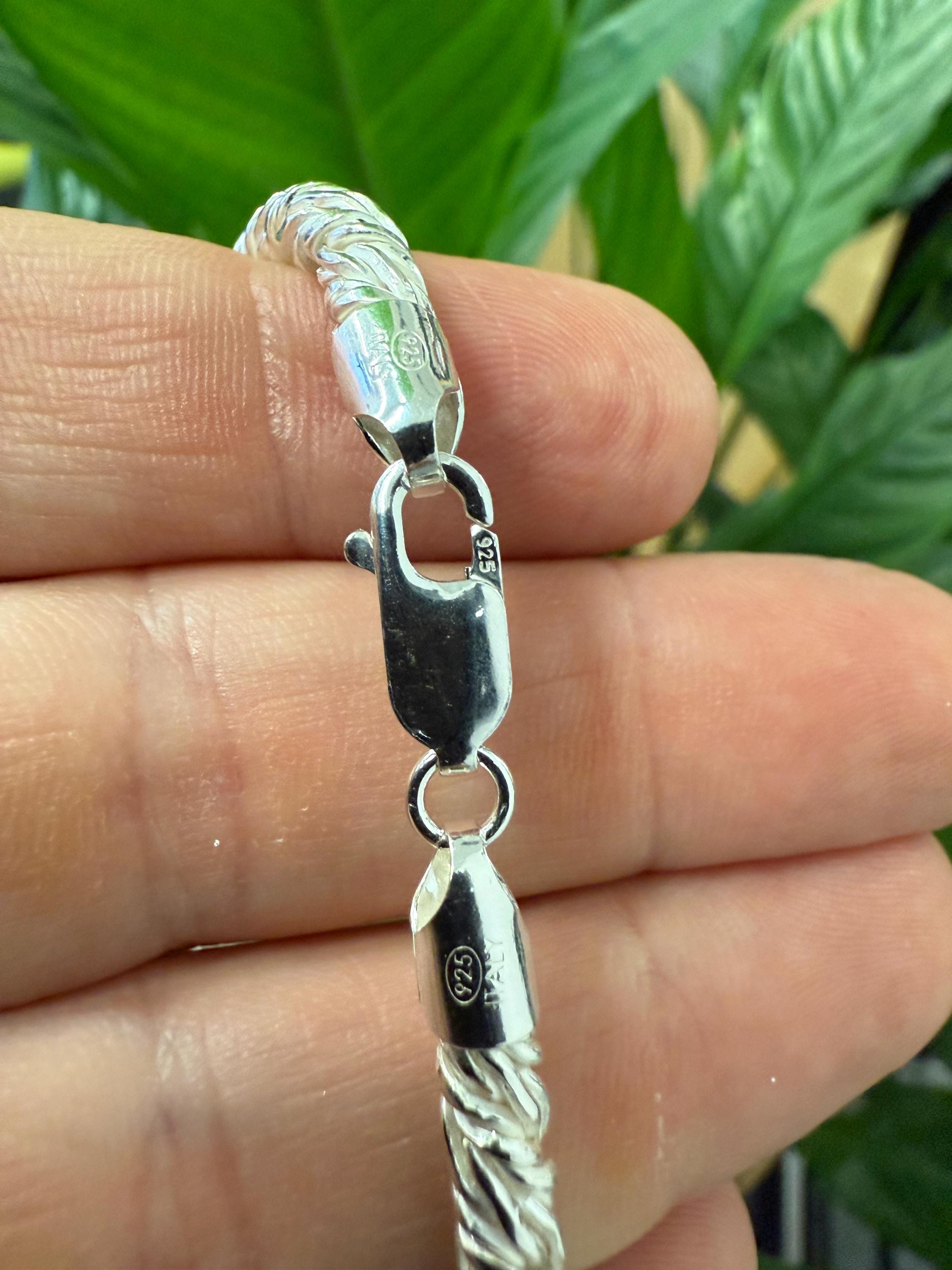 Italian Sterling Silver 4.5mm Twisted Foxtail Spiga Rope Chain Necklace ...