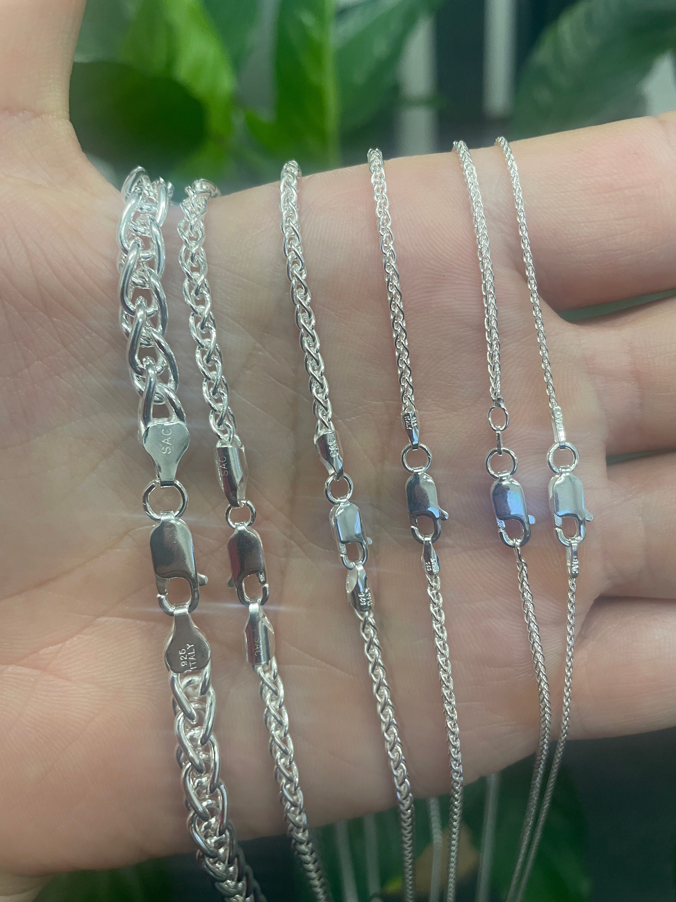 Italian Sterling Silver Wheat Spiga Chain Necklace 925 - Etsy