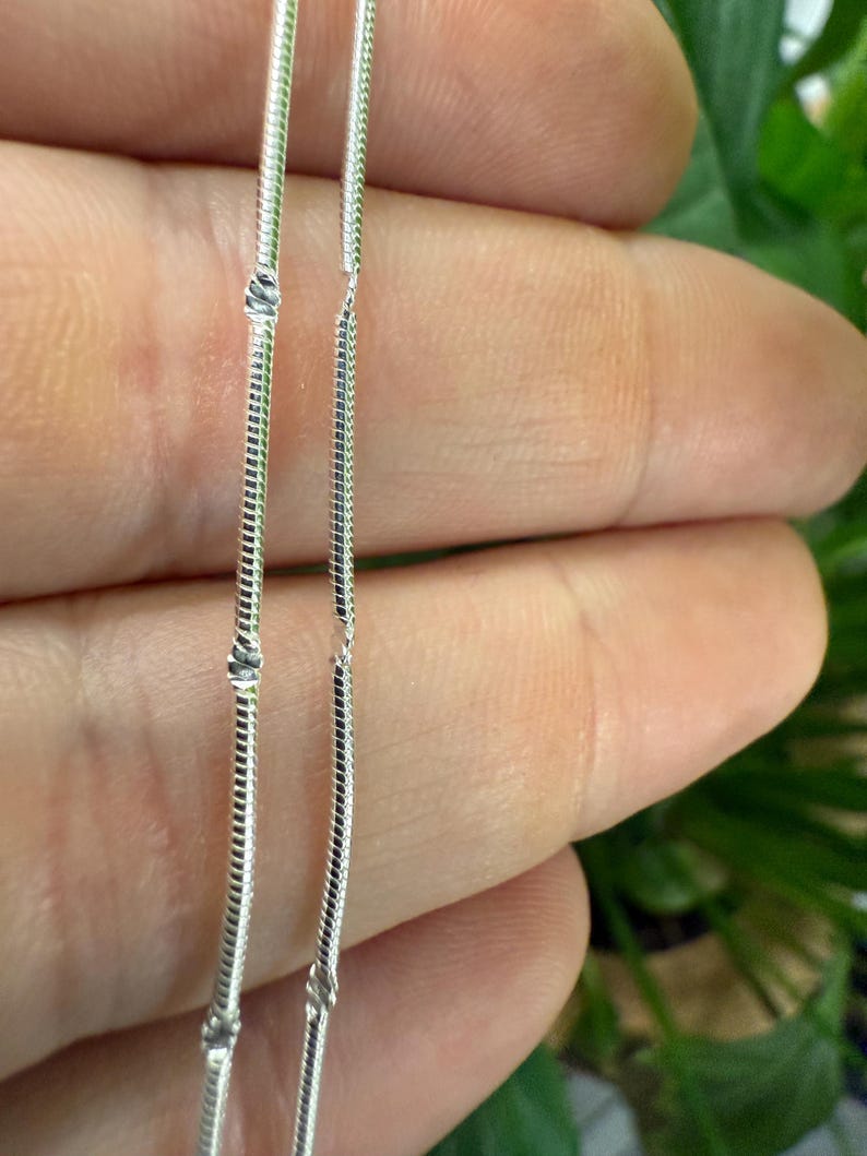 Italian Sterling Silver 1.1mm Round Flat Snake Chain Necklace Solid 925 ...