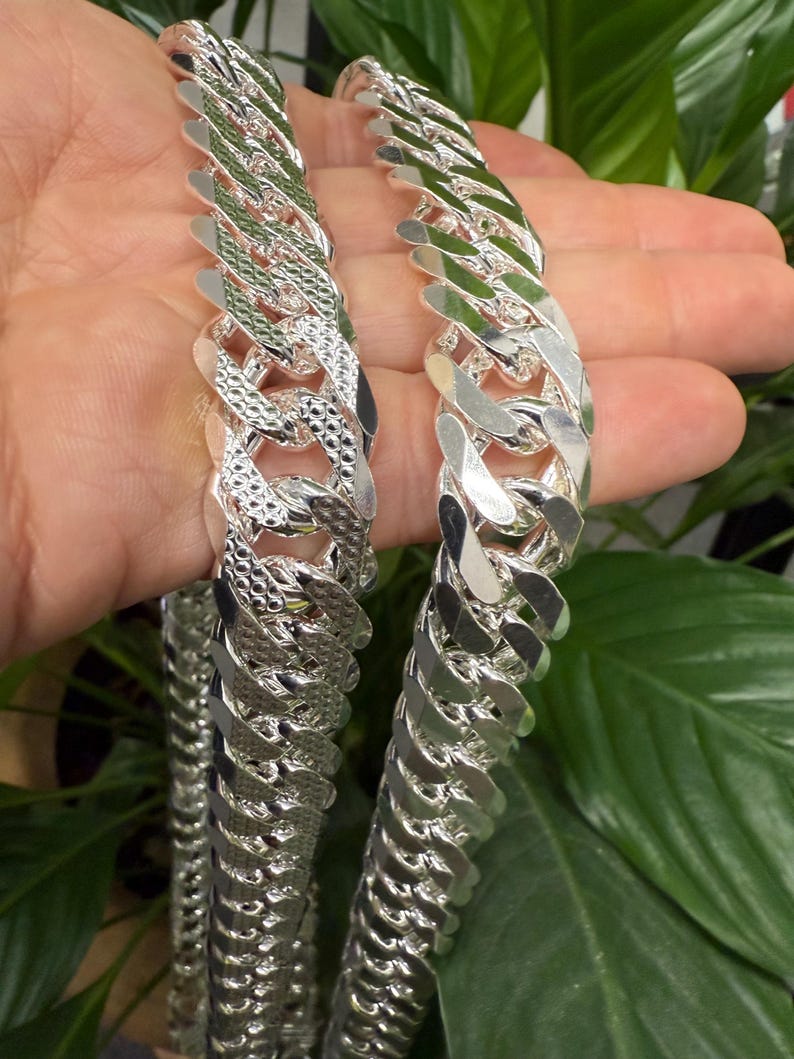 Sterling Silver Heavy Double Curb 16mm Wide Diamond-cut Miami Cuban ...