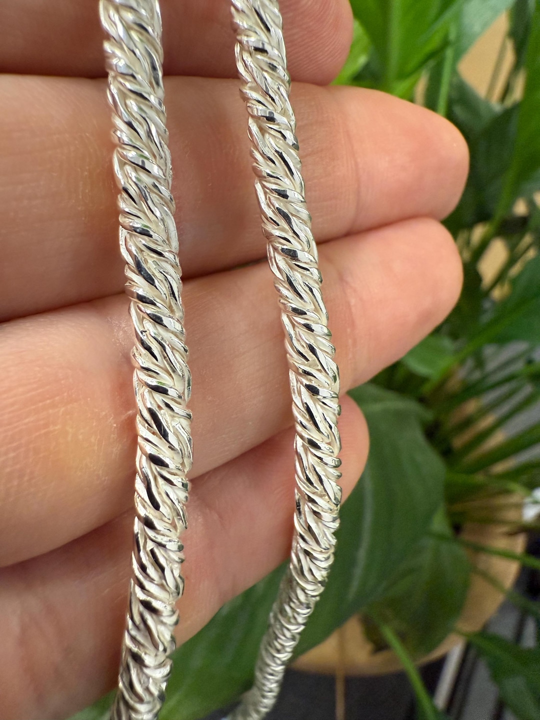 Italian Sterling Silver 4.5mm Twisted Foxtail Spiga Rope Chain Necklace ...