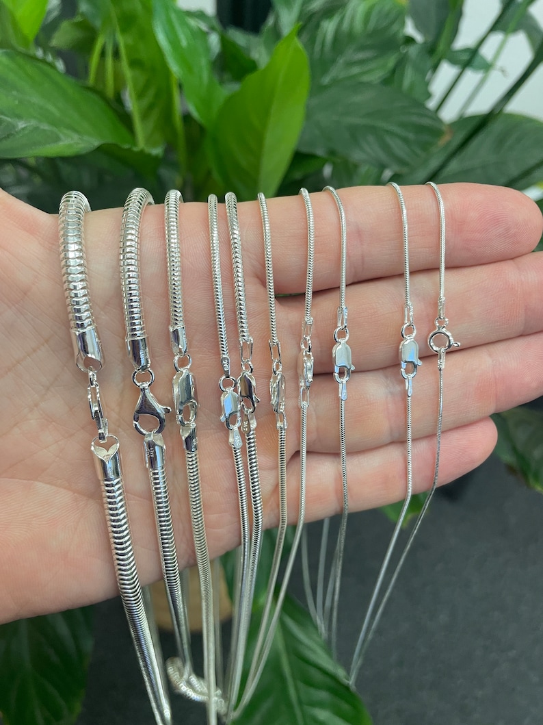 Italian Sterling Silver Round Snake Made in Italy Chain Necklace Solid ...