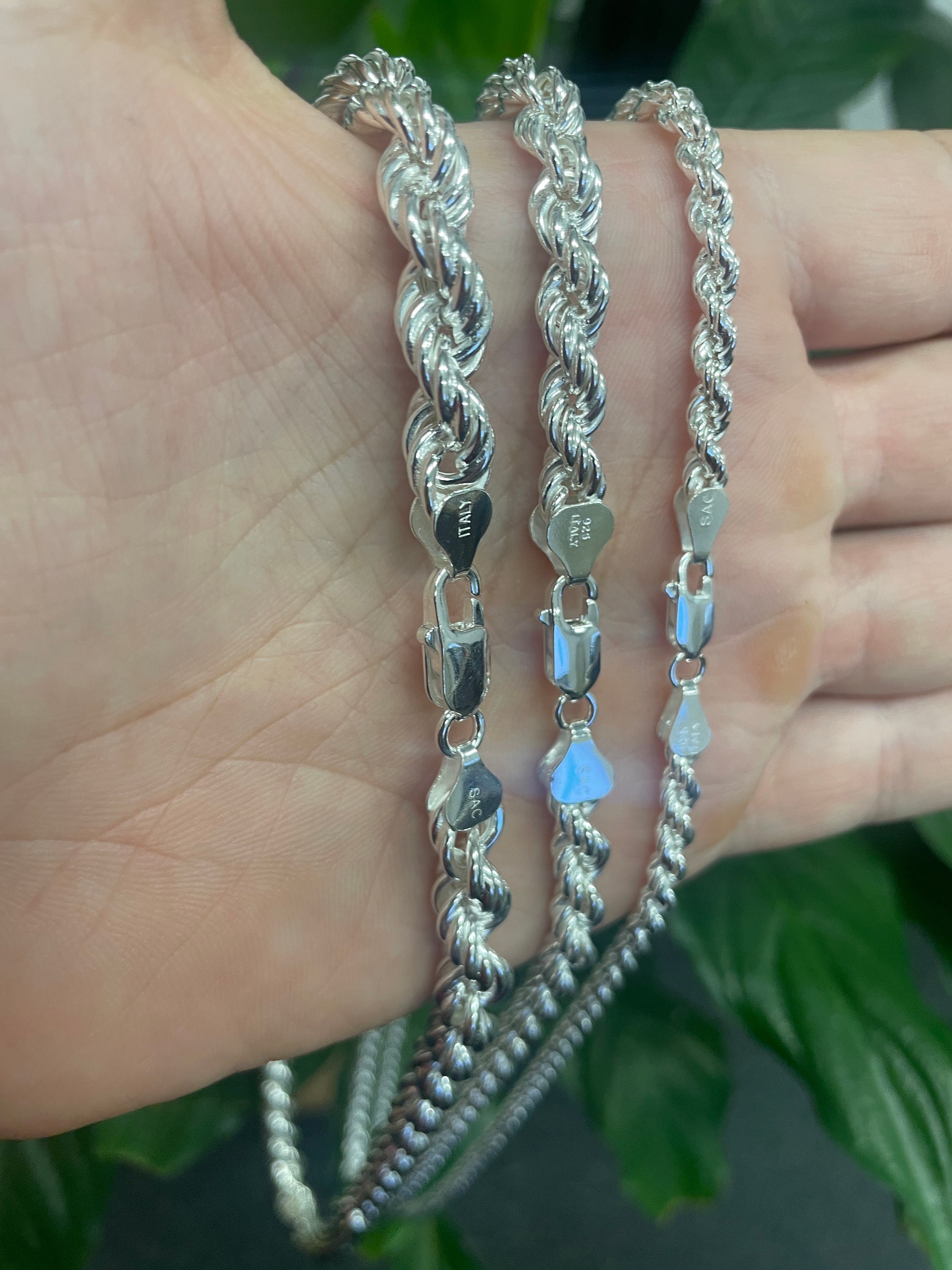 Italian Sterling Silver Hollow Rope Chain Necklace 925 - Etsy