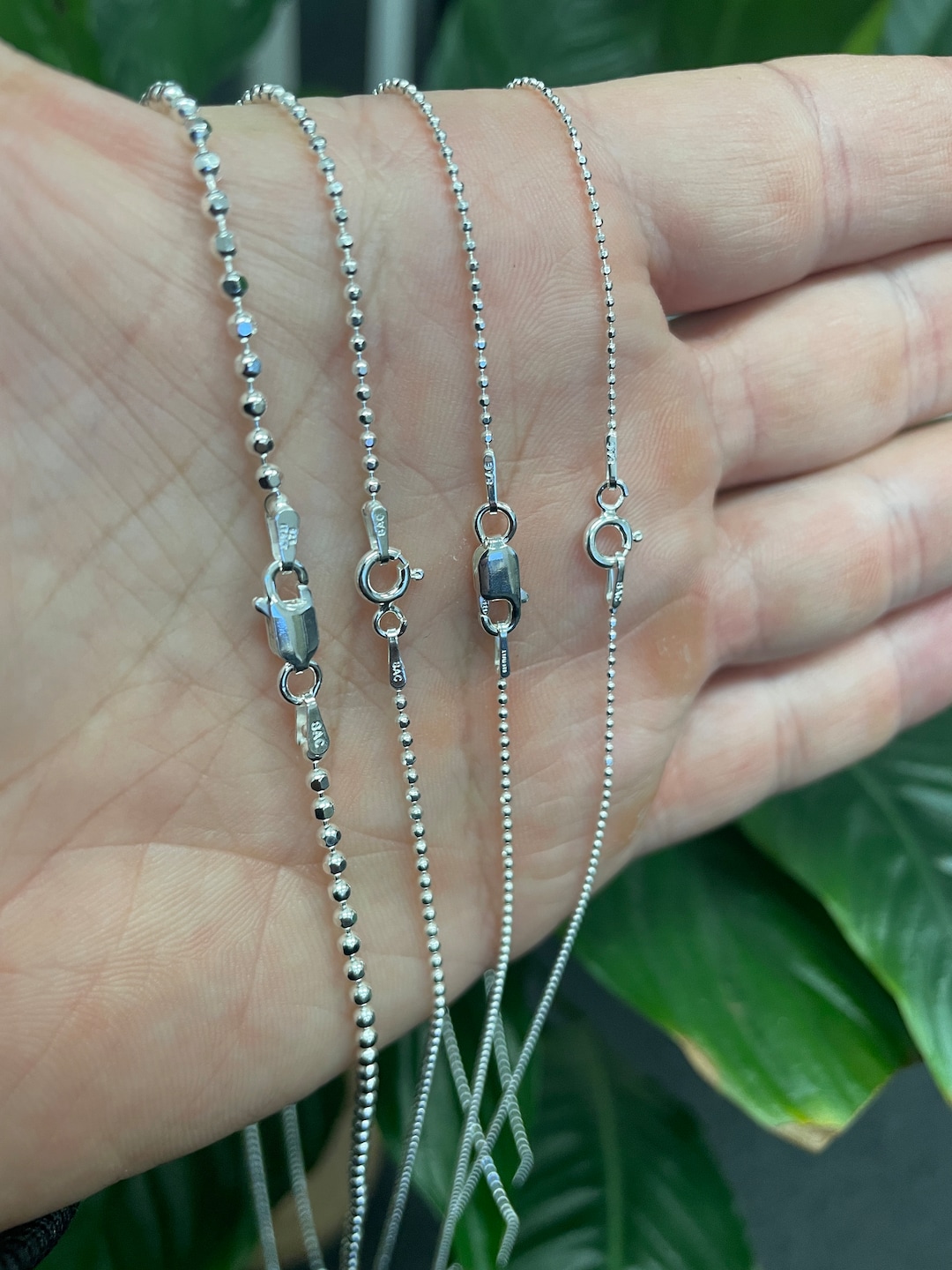 Italian Sterling Silver Diamond Cut Bead Ball Chain Necklace 925 - Etsy