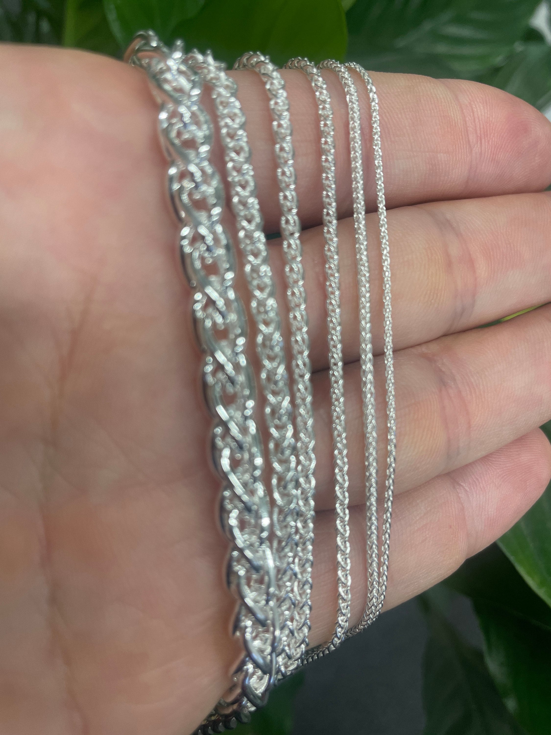 Italian Sterling Silver Wheat Spiga Chain Necklace 925 - Etsy