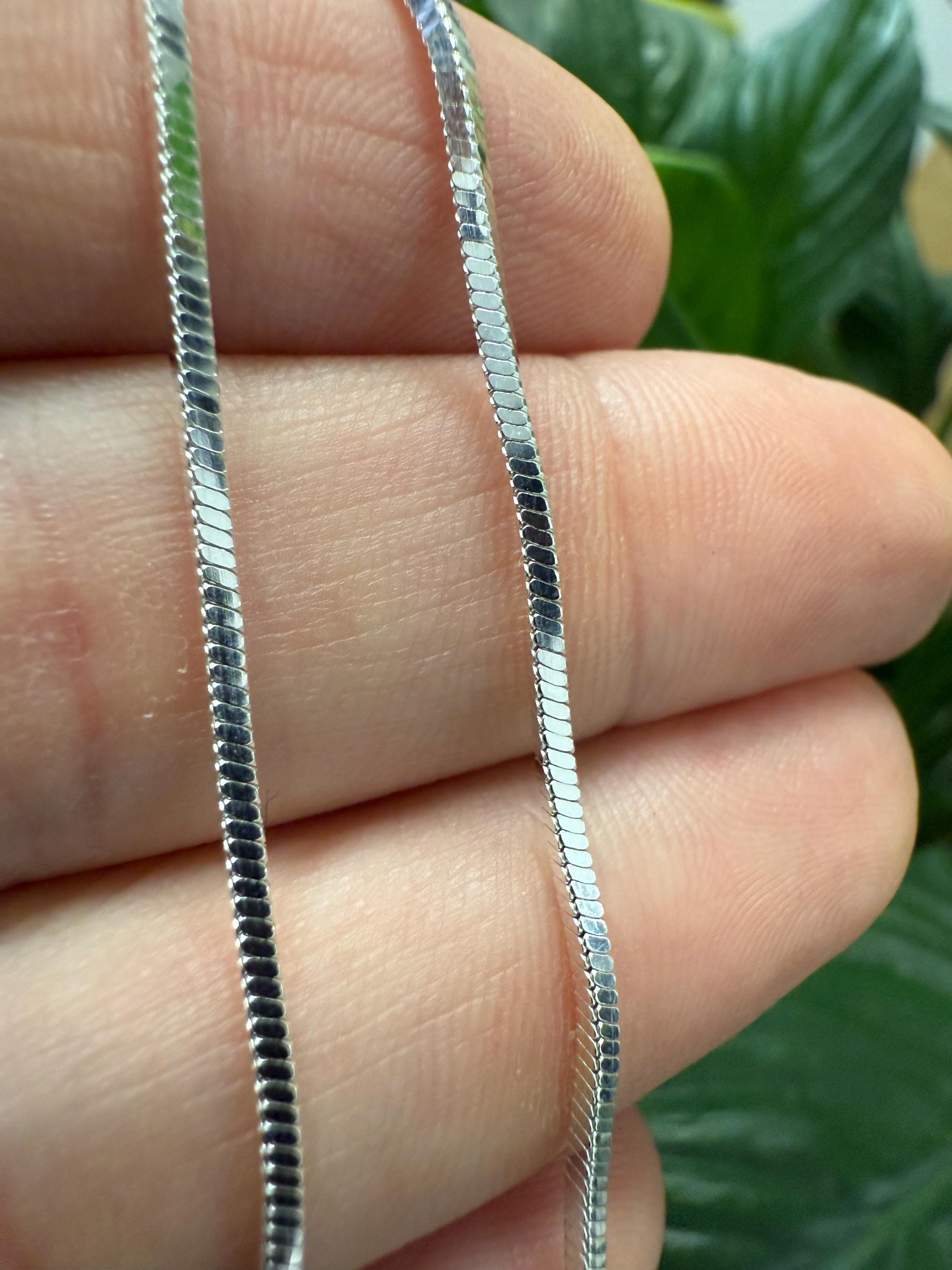 Italian Sterling Silver 1.3mm Square Diamond-cut Snake Chain Necklace ...