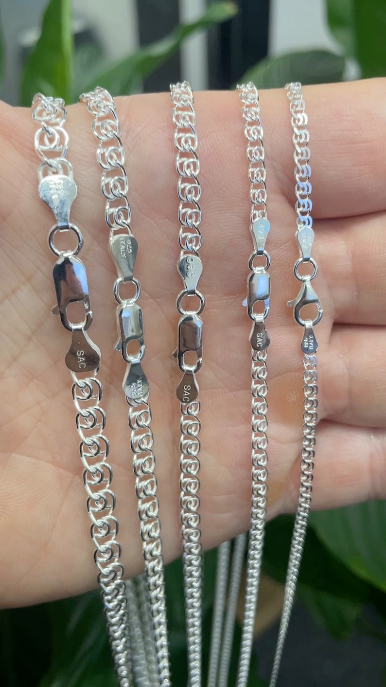 Italian Sterling Silver Love Chain Necklace 925 - Etsy