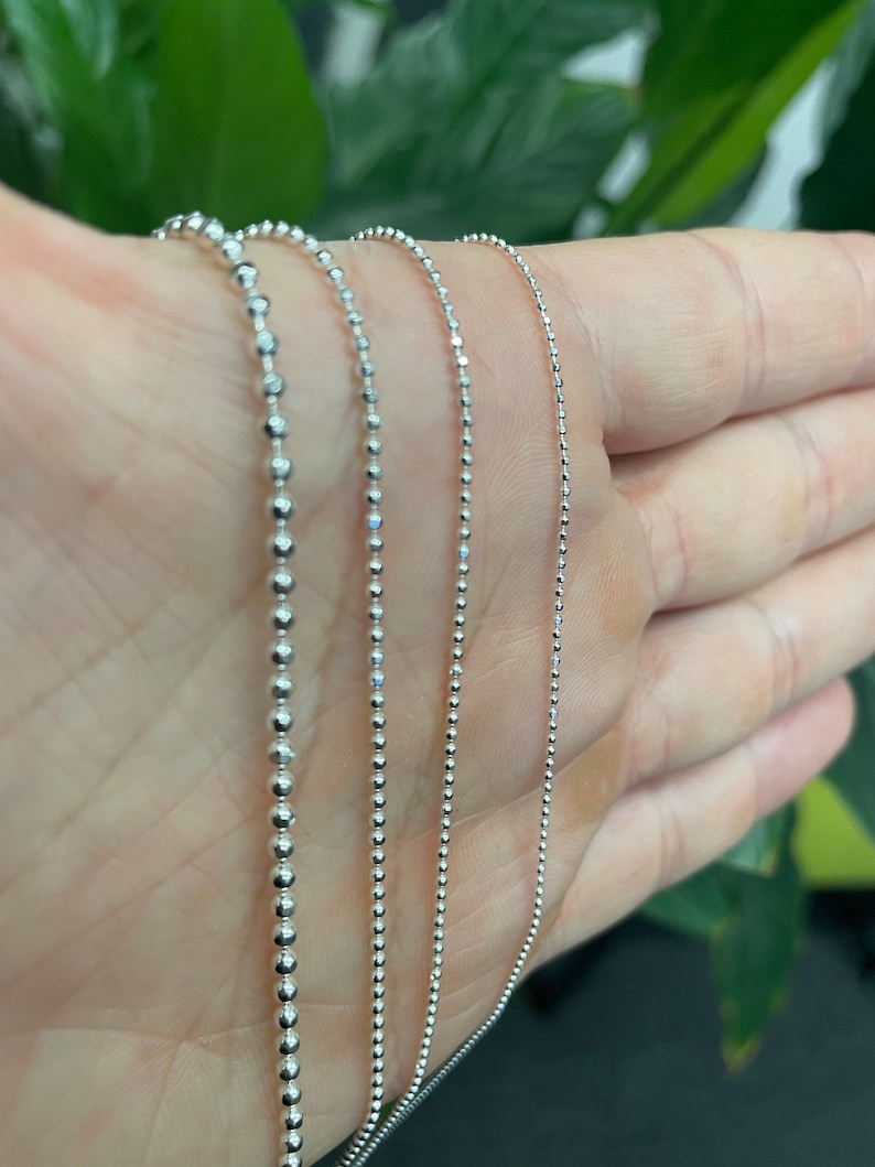 Italian Sterling Silver Diamond Cut Bead Ball Chain Necklace 925 - Etsy