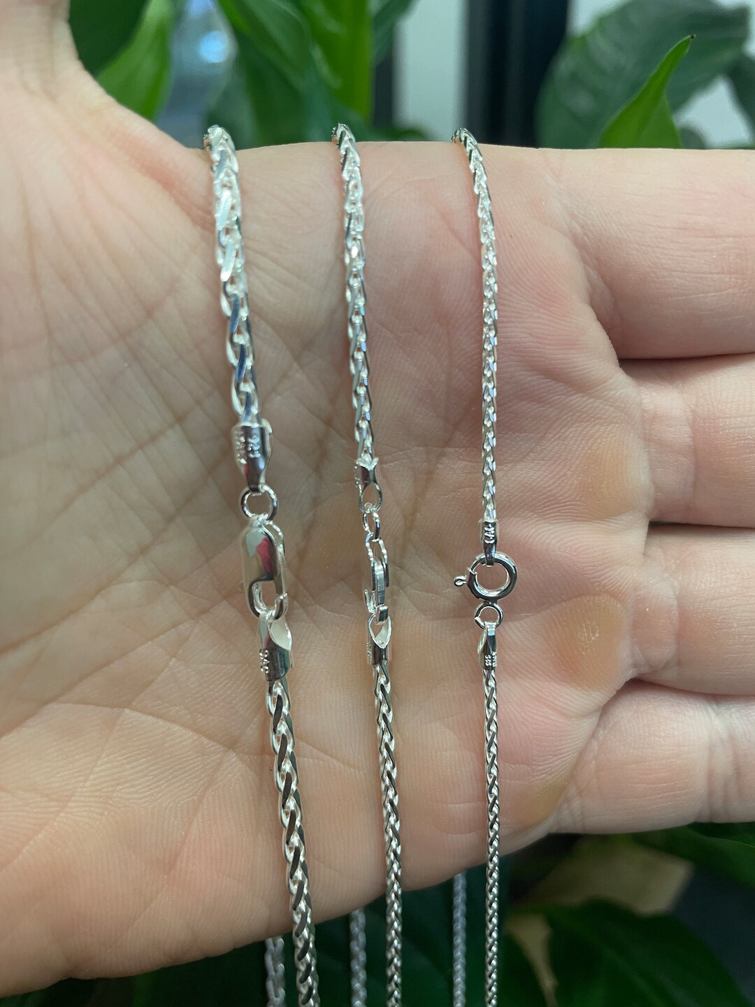 Italian Sterling Silver Diamond Cut Wheat Spiga Chain Necklace 925 ...